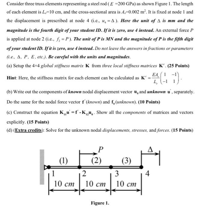 Solved Consider three truss elements representing a steel | Chegg.com