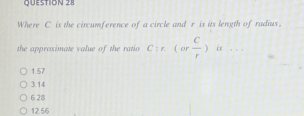 Solved Where C ﻿is the circumference of a circle and r ﻿is | Chegg.com