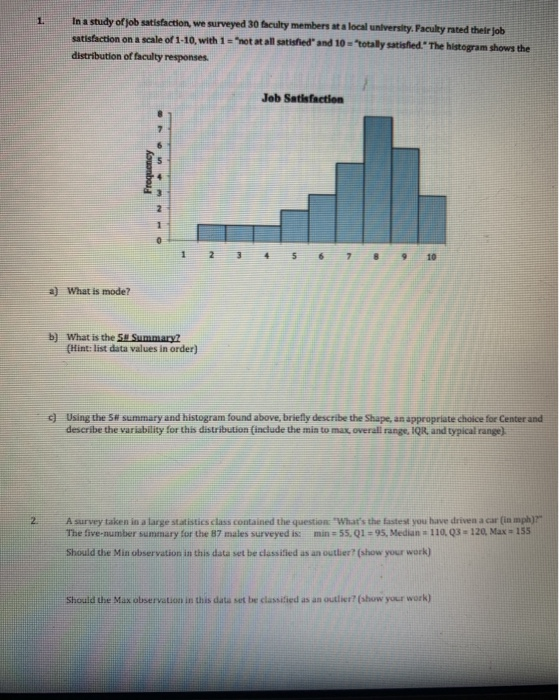 Solved In a study of job satisfaction, we surveyed 30 | Chegg.com