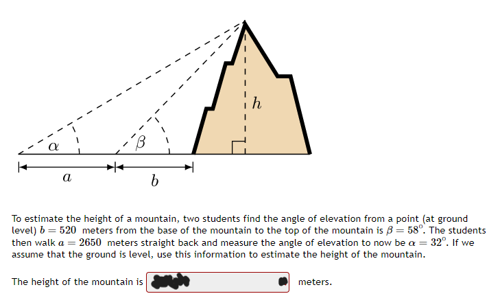 Solved To estimate the height of a mountain, two students | Chegg.com