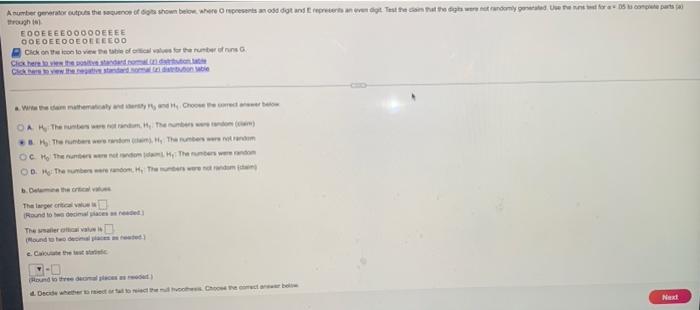 Solved A number generator outputs the sequence of digits | Chegg.com