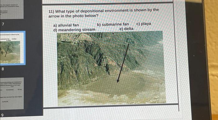 Solved 11) What type of depositional environment is shown by | Chegg.com