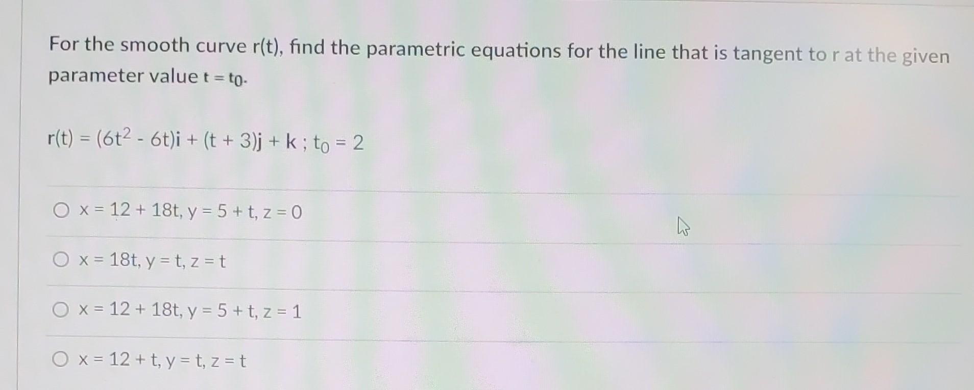 Solved For the smooth curve r(t), find the parametric | Chegg.com