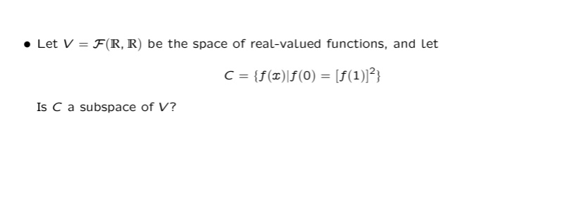Solved Let V=F(R,R) ﻿be the space of real-valued functions, | Chegg.com