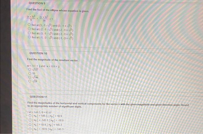 Solved Find the foct of the ellipse whose equation is given. | Chegg.com