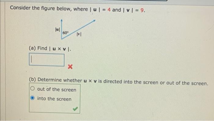 Solved Consider the figure below, where | u = 4 and v 1 = 9. | Chegg.com