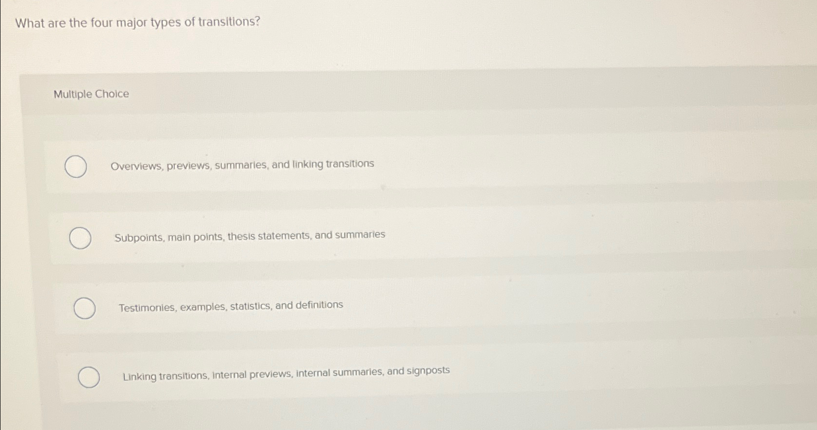Solved What are the four major types of transitions?Multiple | Chegg.com
