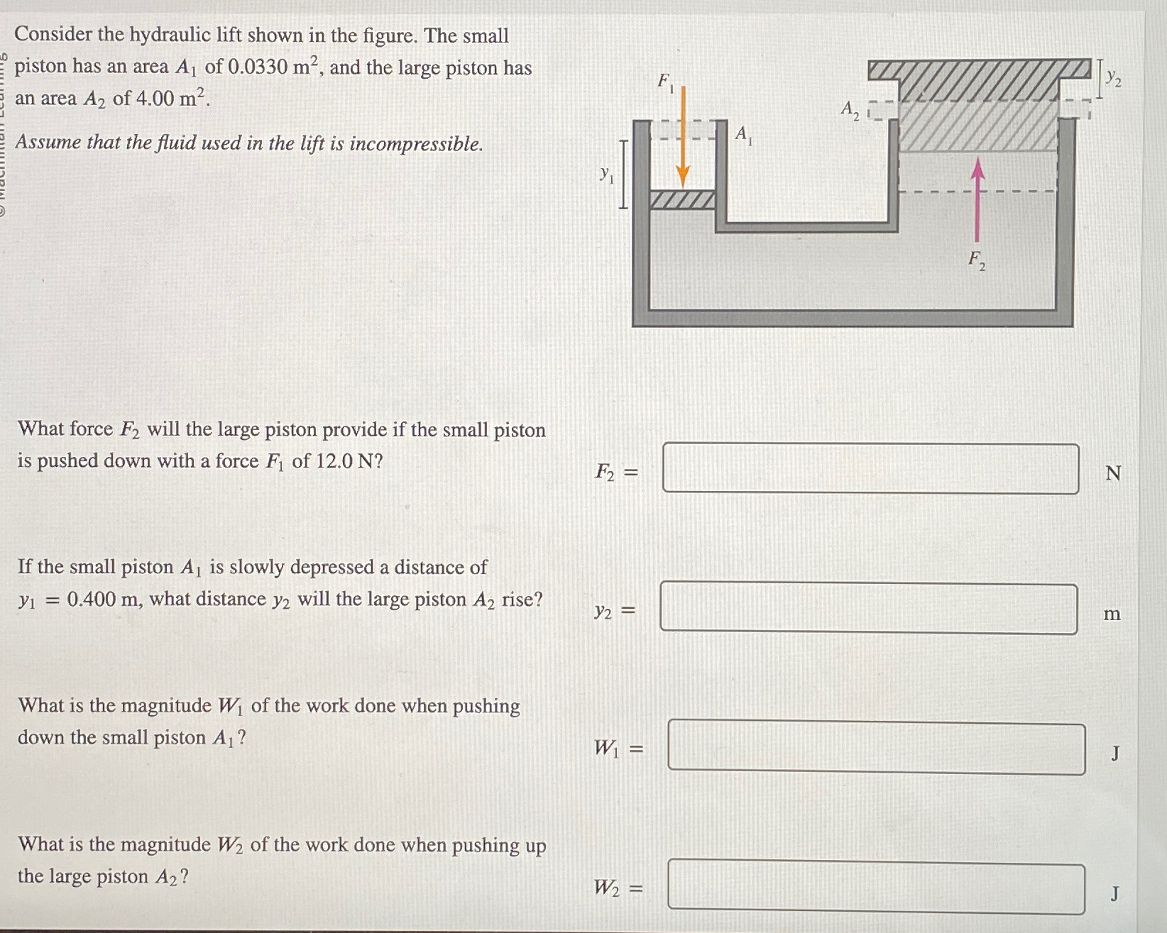 Solved Consider the hydraulic lift shown in the figure. The | Chegg.com