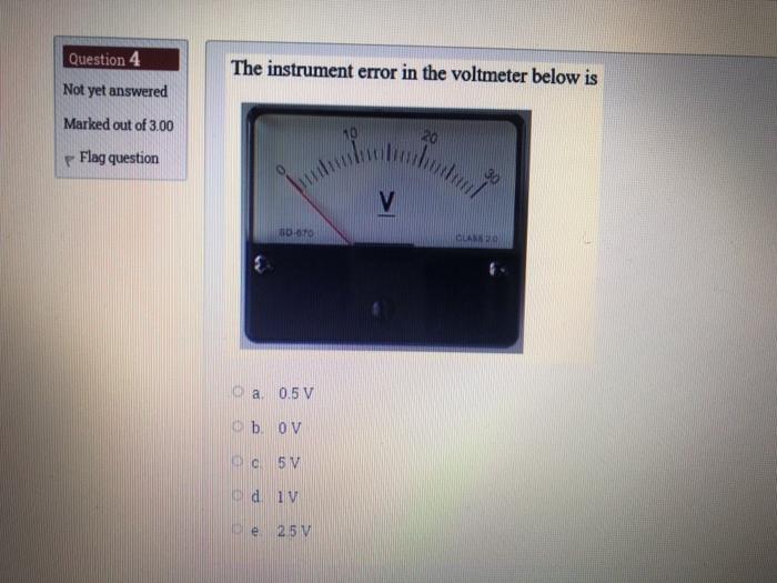Solved Question 4 The instrument error in the voltmeter | Chegg.com