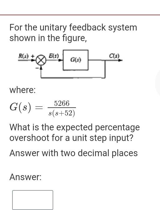 Solved For the unitary feedback system shown in the figure, | Chegg.com