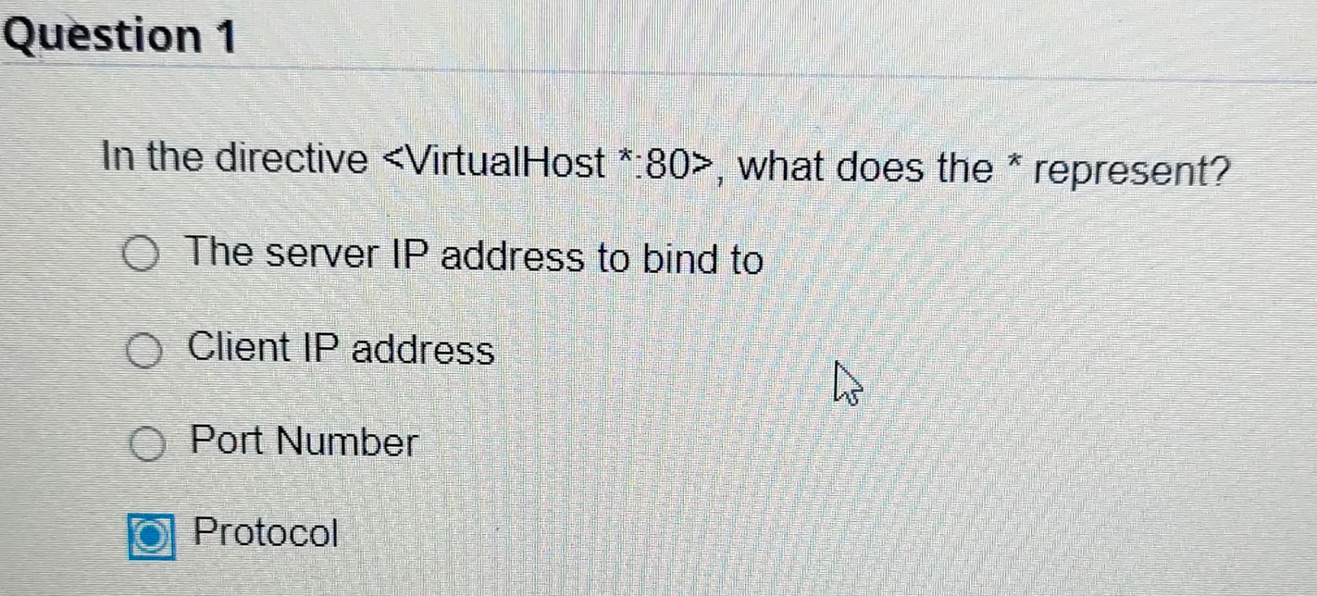 Solved Question 1 In the directive , what does the * | Chegg.com