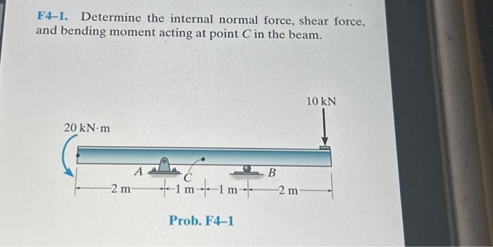 Solved F4-1. Determine the internal normal force, shear | Chegg.com