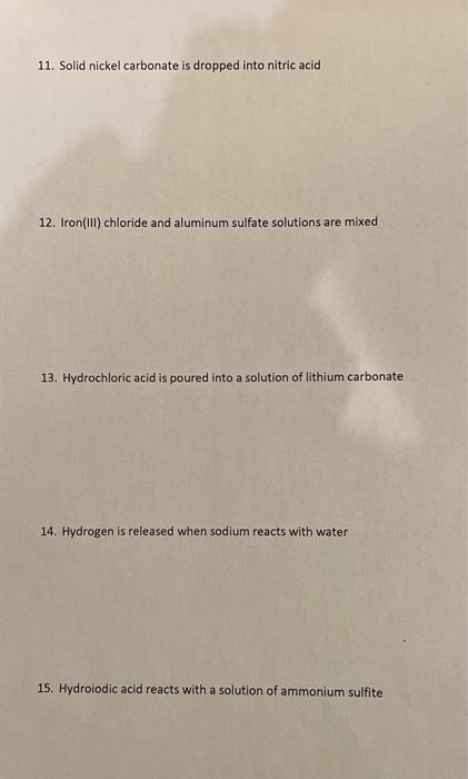 Solved Lab 5: Net Ionic Equations For each reaction below, | Chegg.com