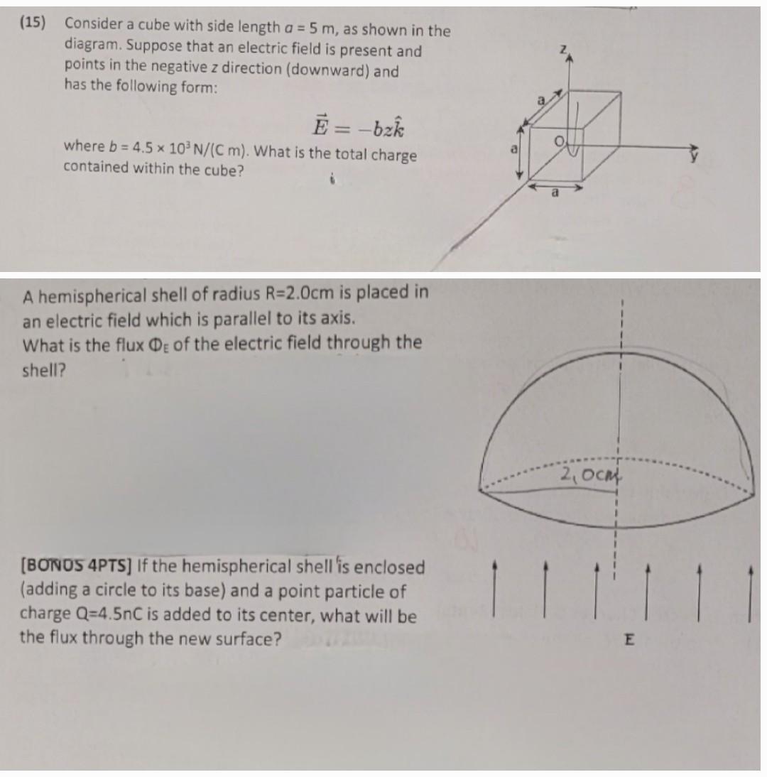 Solved (15) Consider a cube with side length a=5 m, as shown | Chegg.com