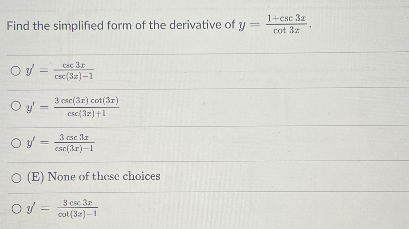 Solved Find the simplified form of the derivative of | Chegg.com