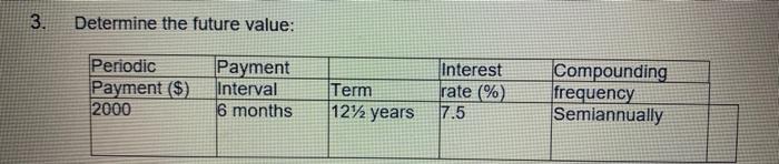 Solved 3. Determine the future value: | Chegg.com