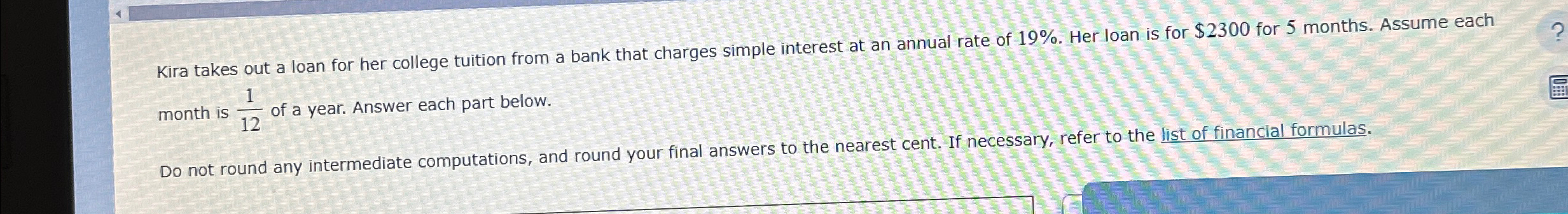 Solved Kira takes out a loan for her college tuition from a | Chegg.com