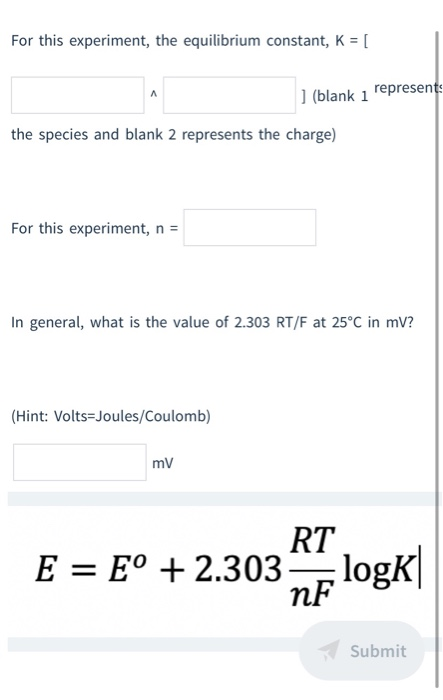 Solved The Nernst equation is shown in the image above. In | Chegg.com