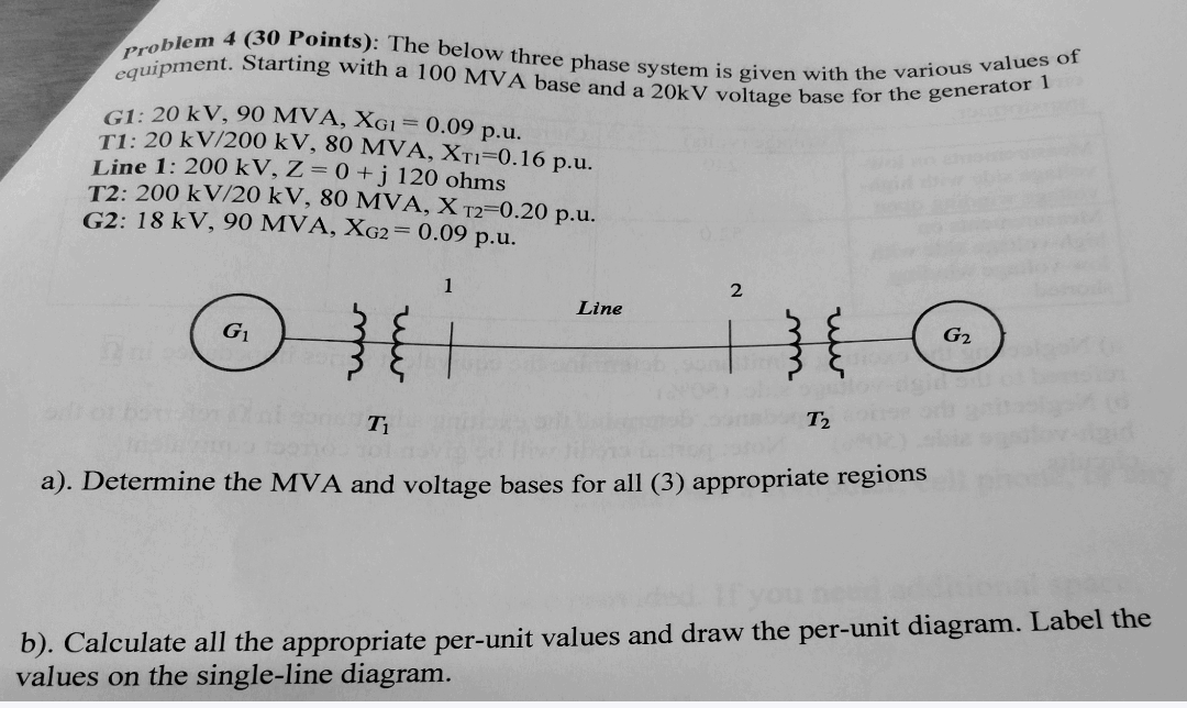 Solved problem 4 (30 Points): The below three phase system | Chegg.com