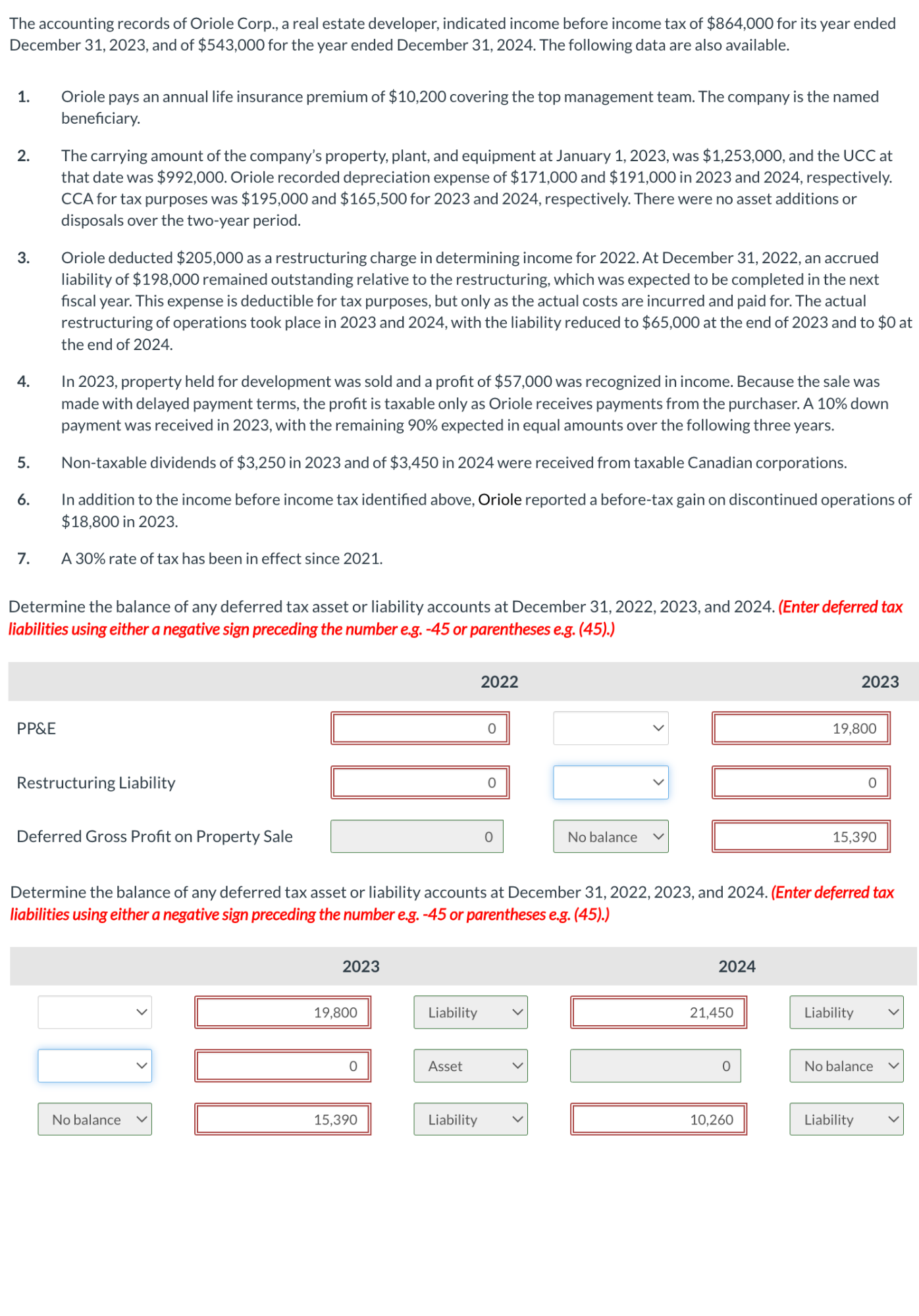 Solved Determine the balance of any deferred tax asset or | Chegg.com