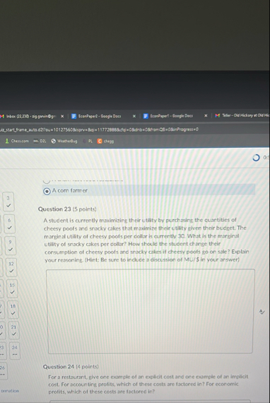 Solved A corn farmer3Question 23 (5 ﻿points)6A student is | Chegg.com