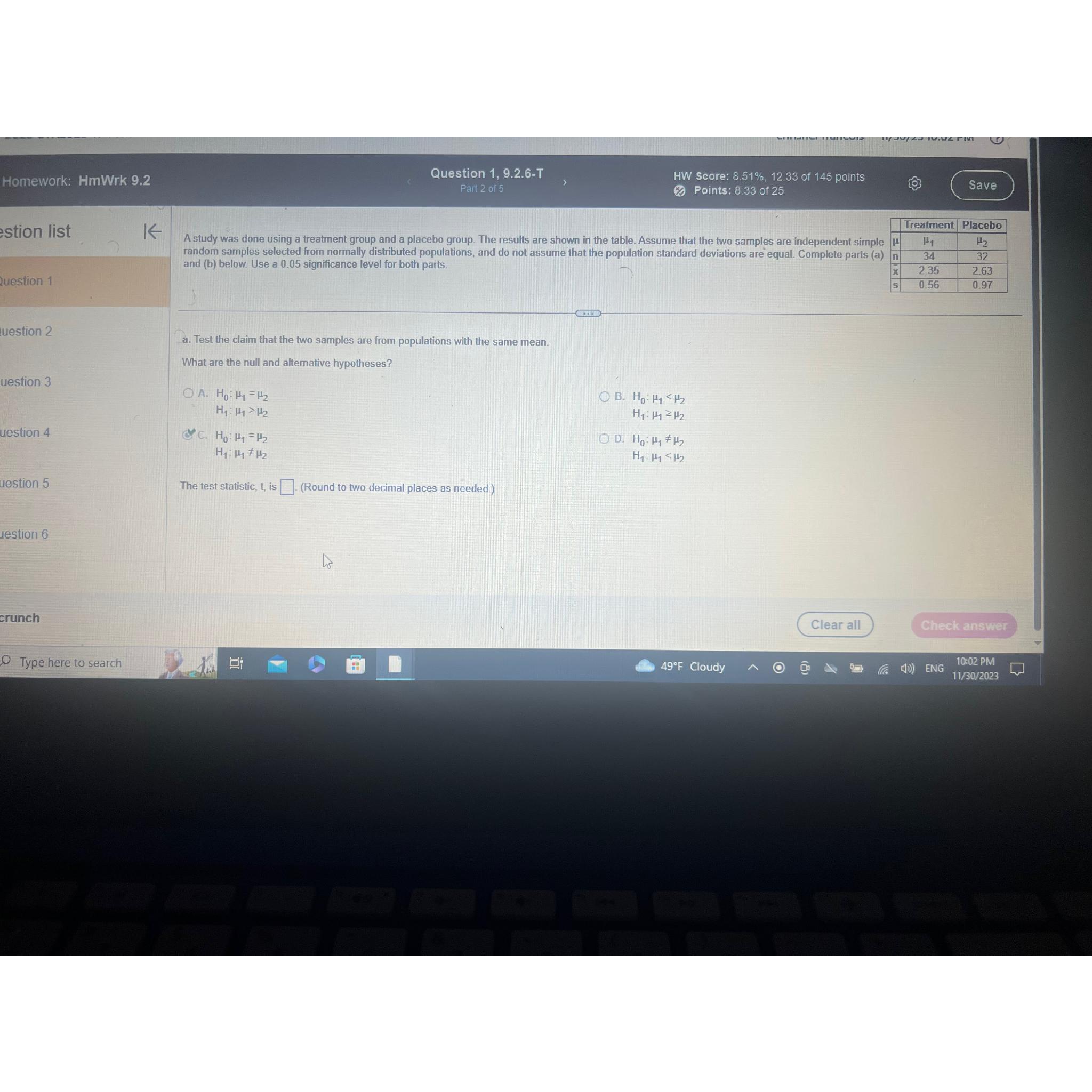 Solved Homework: HmWrk 9.2Question 1, 9.2.6-TPart 2 ﻿of 5HW | Chegg.com