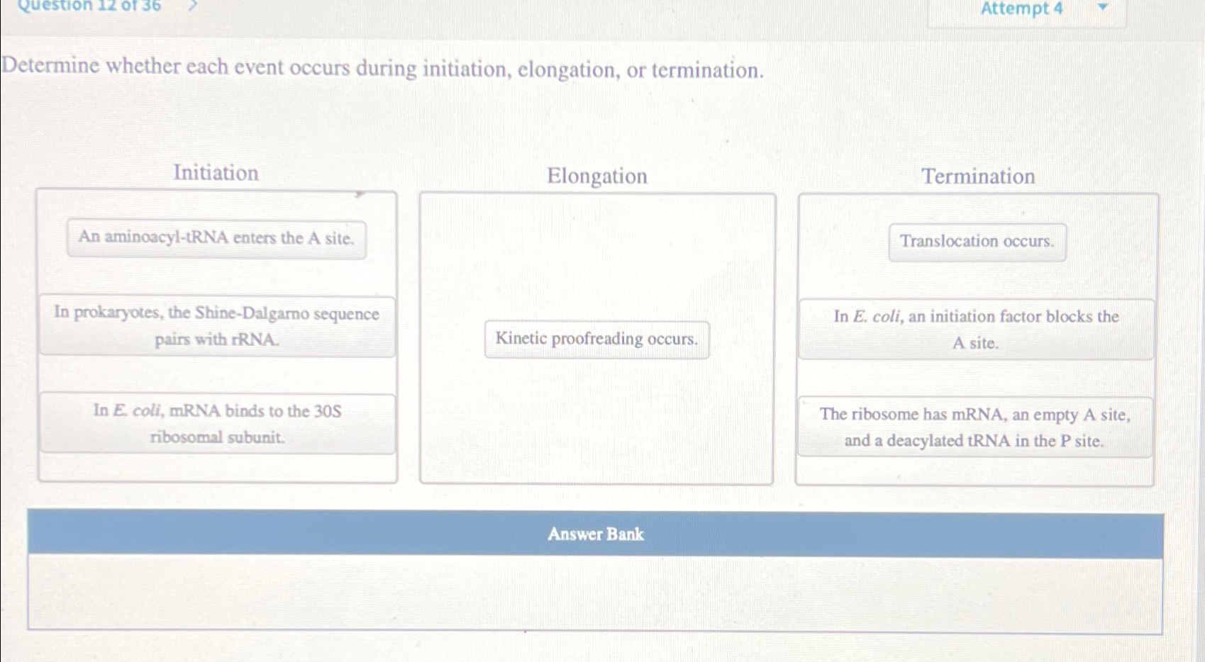 Solved Determine whether each event occurs during | Chegg.com