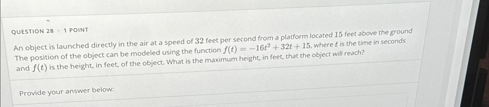 Solved Question 28 1 ﻿pointan Object Is Launched Directly 