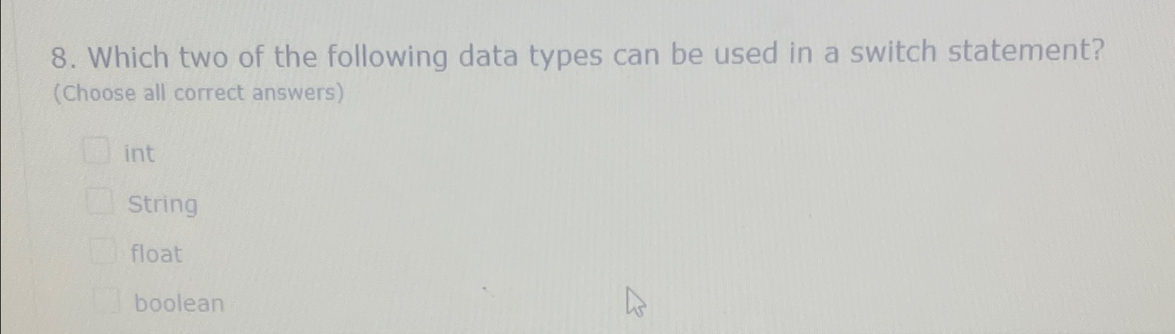 Solved Which two of the following data types can be used in | Chegg.com