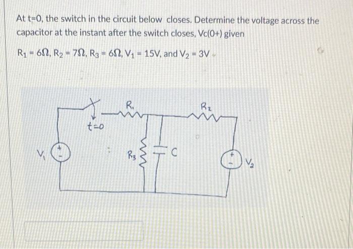 Solved At t=0, the switch in the circuit below closes. | Chegg.com