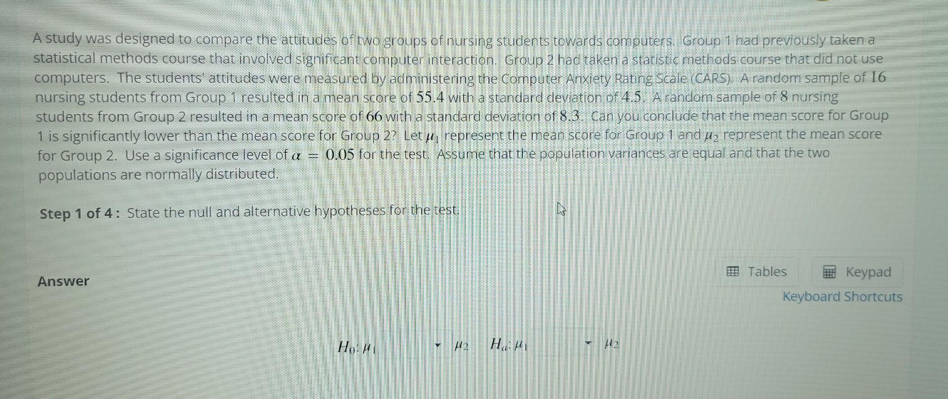 Solved 1. State the null and alternative hypothesis 2. State | Chegg.com