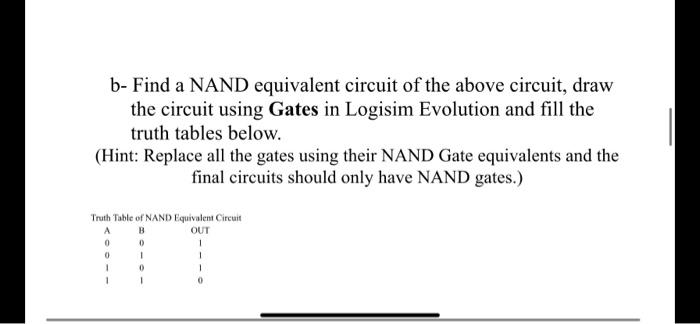 Solved b- Find a NAND equivalent circuit of the above | Chegg.com
