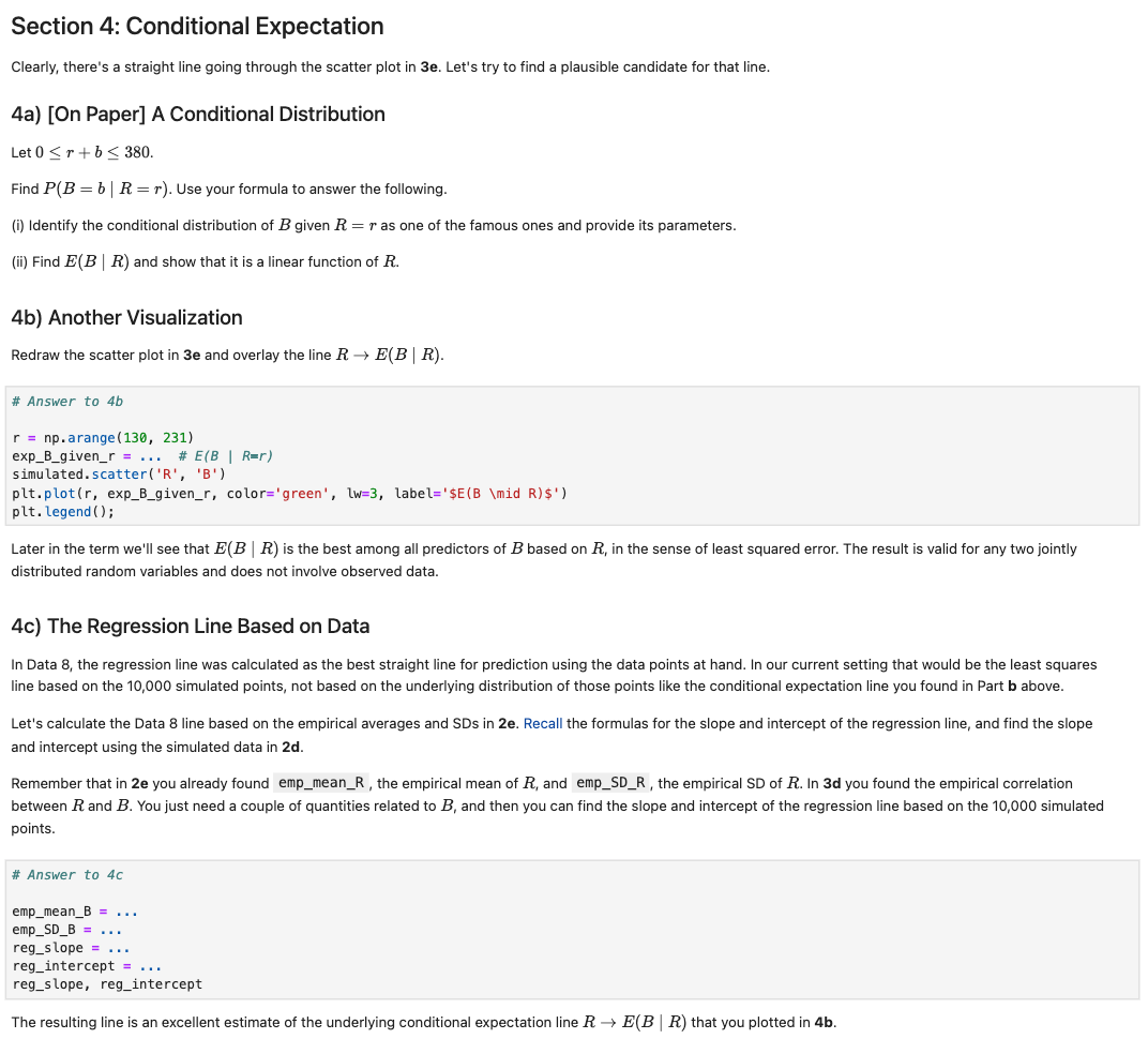 Solved Section 4: Conditional ExpectationClearly, there's a | Chegg.com