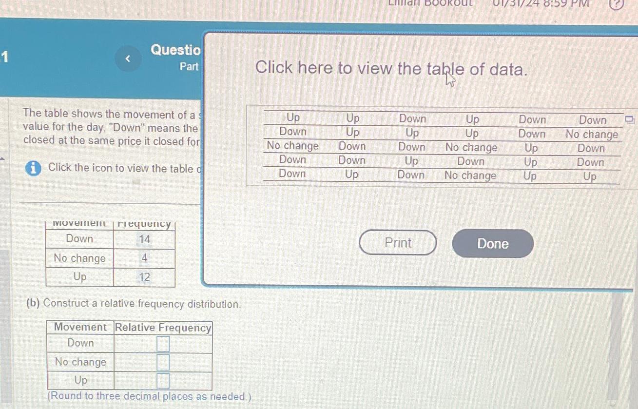 Solved QuestioPartClick here to view the takle of data.The | Chegg.com