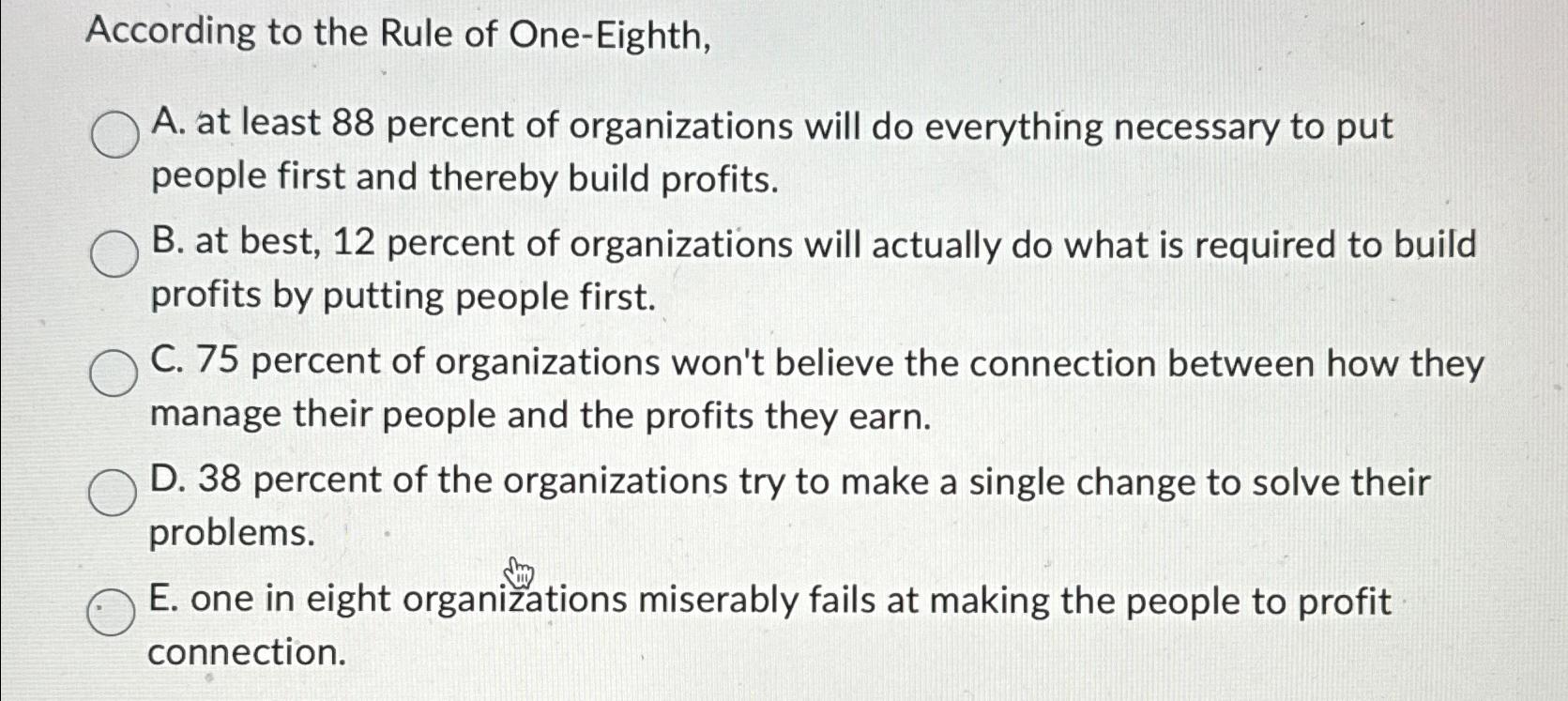 Solved According to the Rule of One-Eighth,A. ﻿at least 88 | Chegg.com