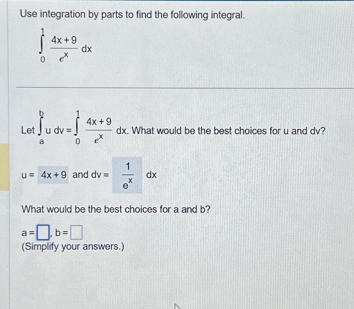 Solved Use integration by parts to find the following | Chegg.com