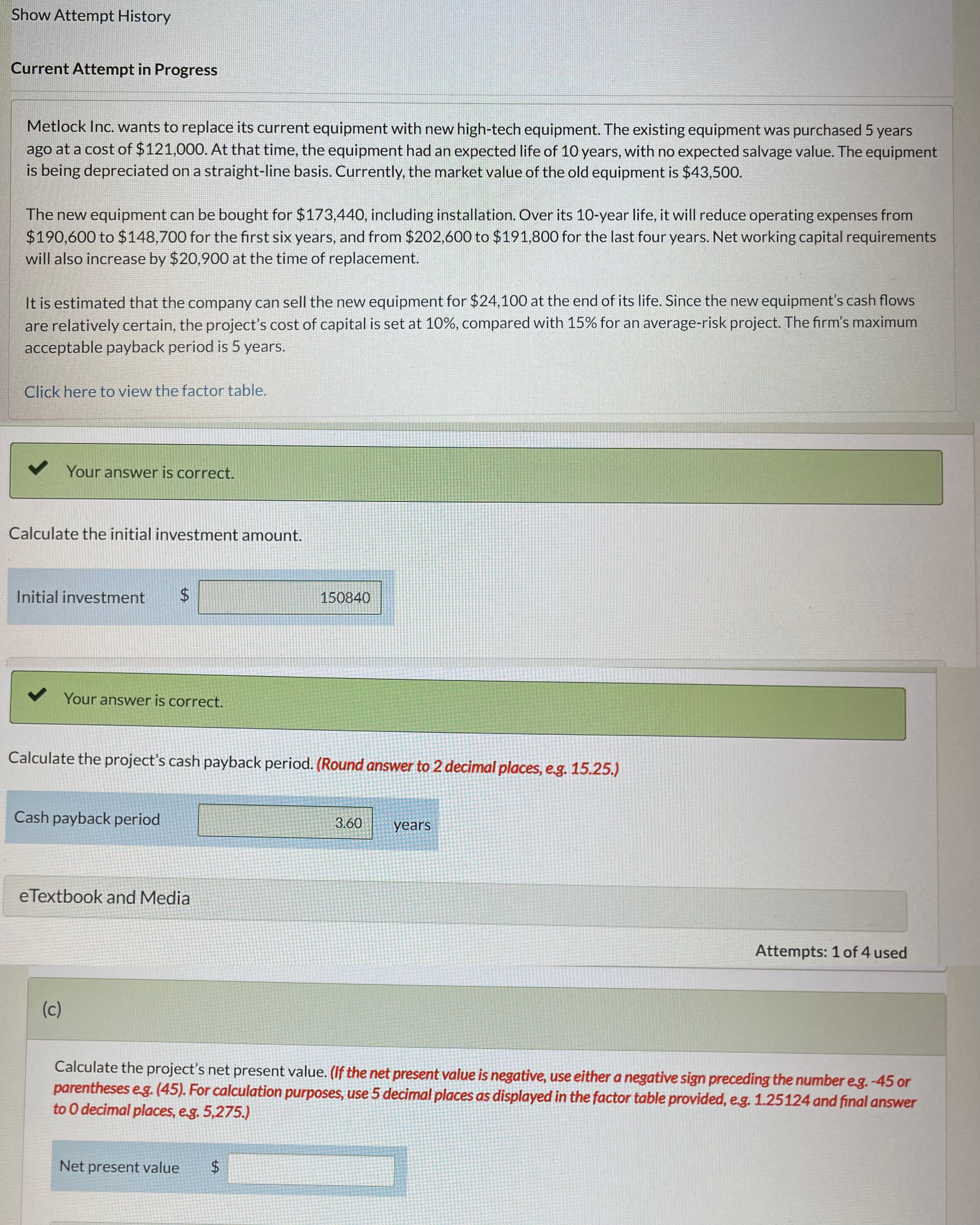 Solved Please find the Net present value by using factor | Chegg.com