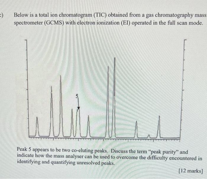 Solved -) Below is a total ion chromatogram (TIC) obtained | Chegg.com
