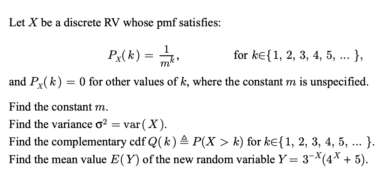 Solved Let x be ﻿a discrete RV ﻿whose pmf | Chegg.com