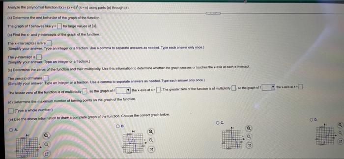 Solved Analyze the polynomial function - 6714-) using pans | Chegg.com