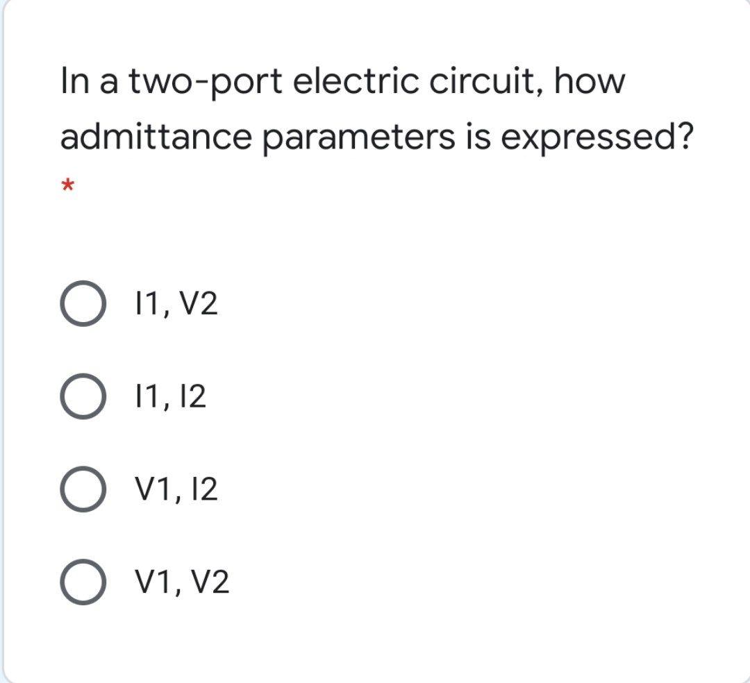 Solved In a two-port electric circuit, how admittance | Chegg.com
