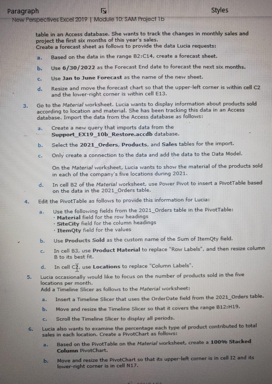 Solved aragraph New Perspectives Excel 2019 | Module 10: SAM | Chegg.com