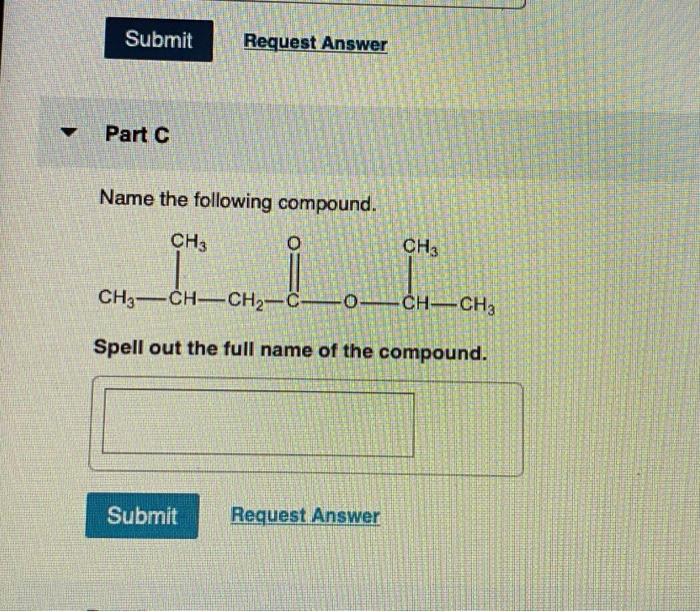 Solved at A Name the following compound. CH3 CH3 H2C- | Chegg.com