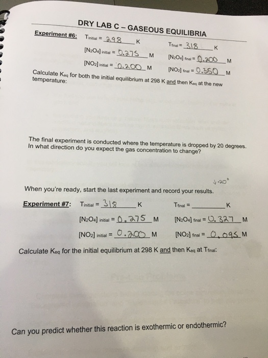 Solved DRY LAB C-GASEOUS EQUILIBRIA Experiment #6: Tinitial | Chegg.com