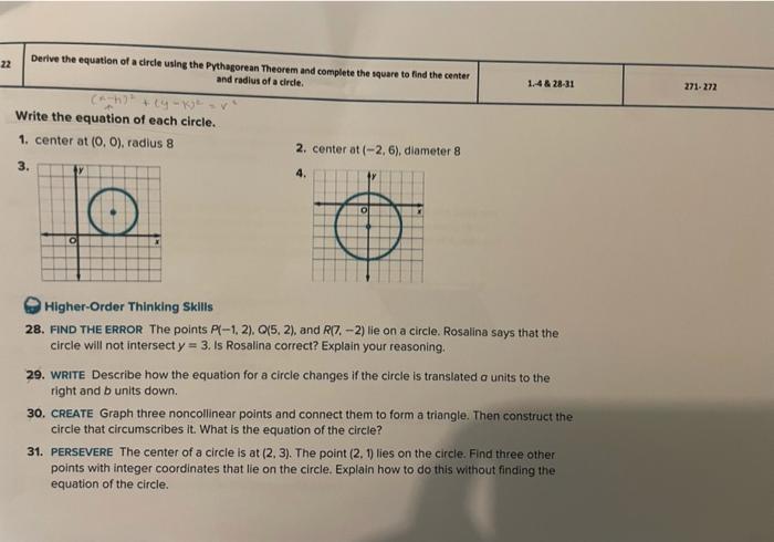 Solved Derive the equation of a clrcle using the Pythagorean | Chegg.com