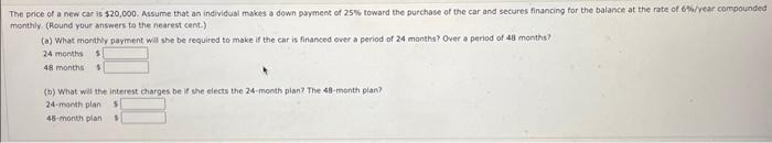 Solved menthly (Rbund your answers to the nearest cent.) (a) | Chegg.com
