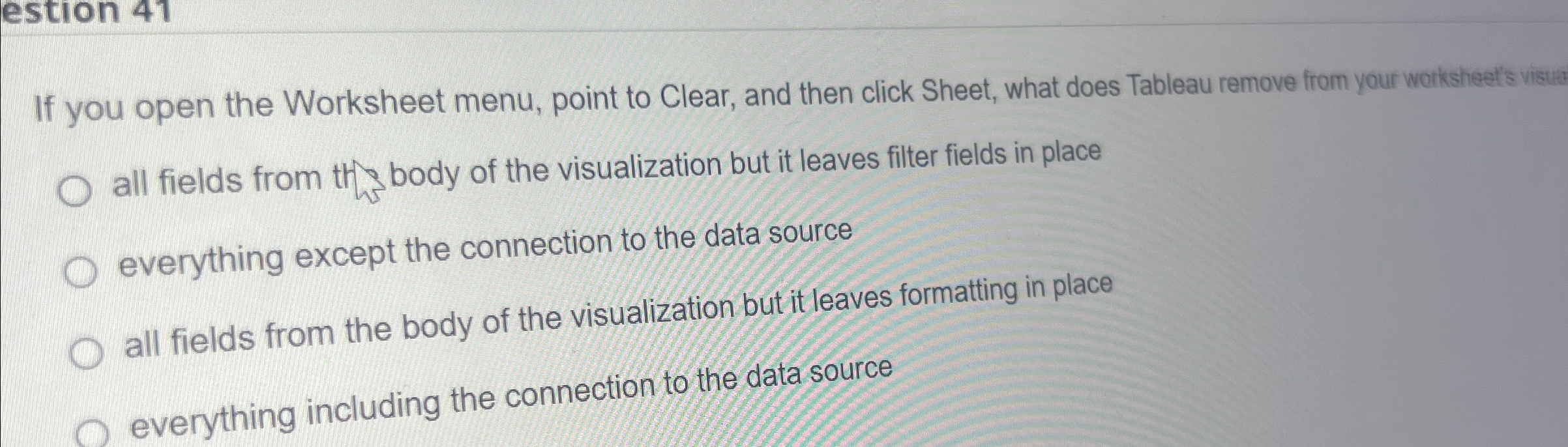 Solved If you open the Worksheet menu, point to Clear, and | Chegg.com