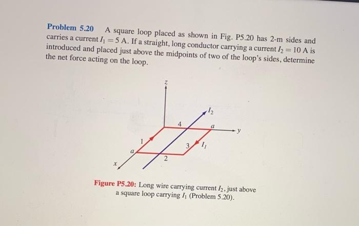 Solved Problem 5.20 A square loop placed as shown in Fig. | Chegg.com