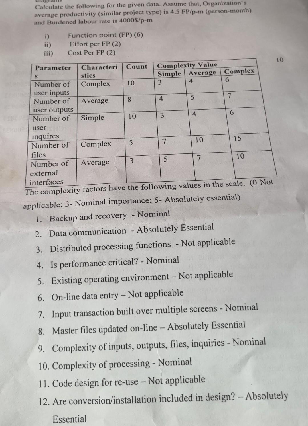 Solved Calculate the following for the given data. Assume | Chegg.com