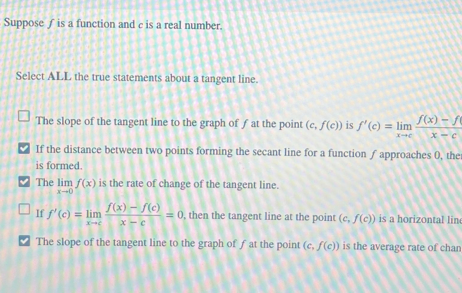 Solved Suppose f ﻿is a function and c ﻿is a real | Chegg.com